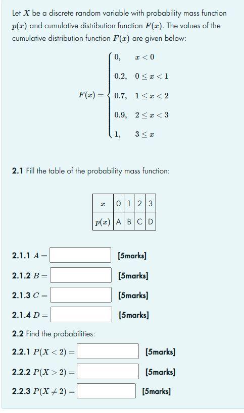 Solved Let X be a discrete random variable with probability | Chegg.com