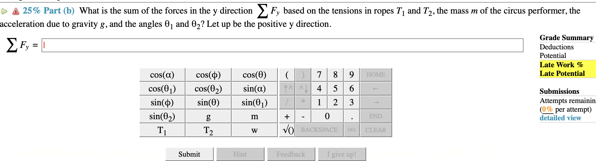 Solved (5\%) Problem 17: After a mishap, a m=77 kg circus | Chegg.com