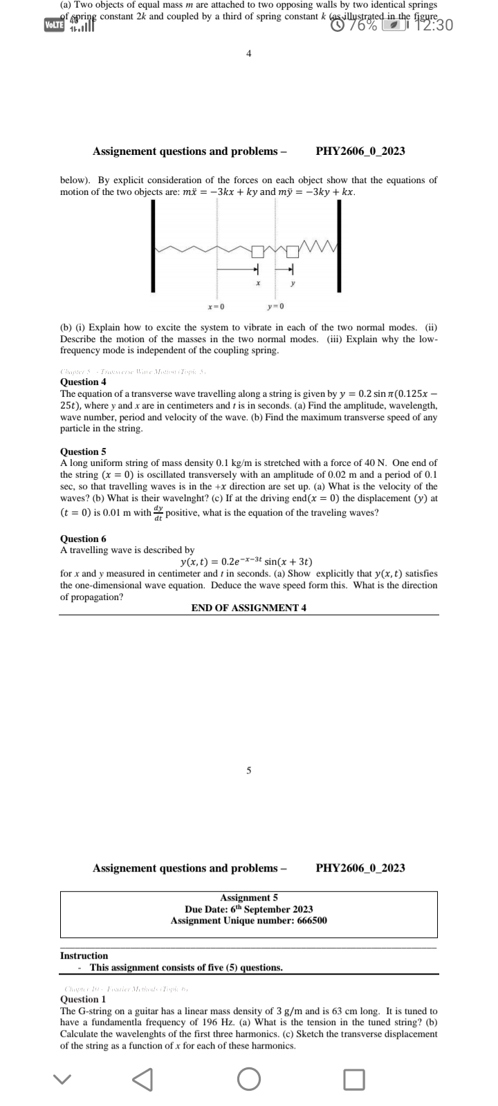 Solved (a) Two objects of equal mass m are attached to two | Chegg.com
