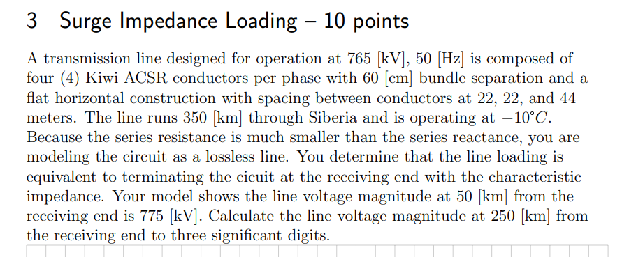 3 Surge Impedance Loading - 10 points A transmission | Chegg.com