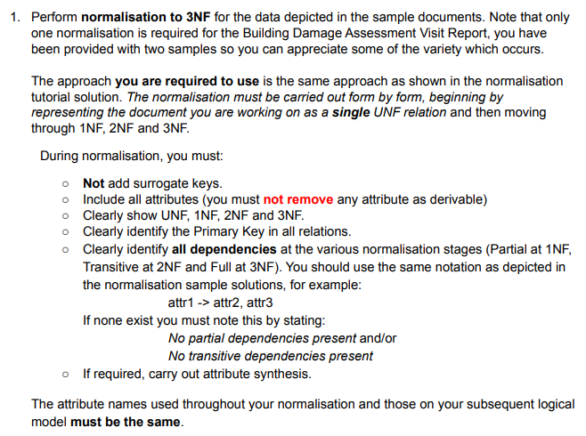 Solved Building Damage Assessment Visit Report Property ID | Chegg.com