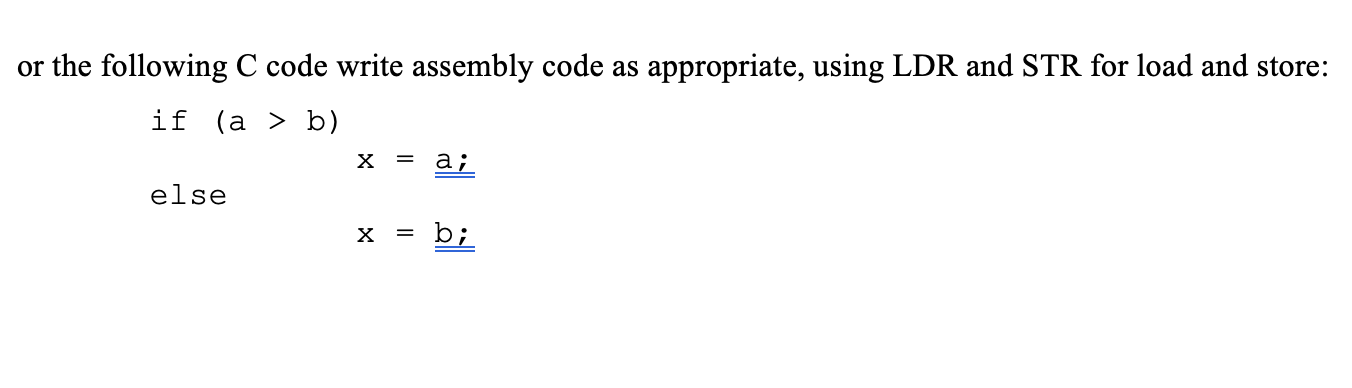 Solved or the following C code write assembly code as | Chegg.com