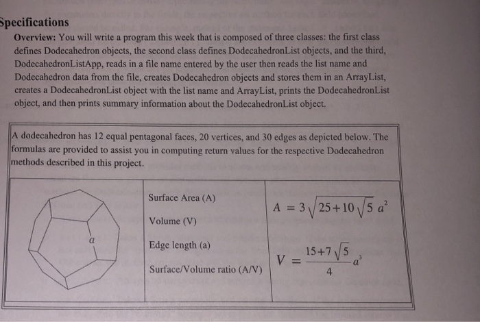 Solved Specifications Overview: You will write a program | Chegg.com