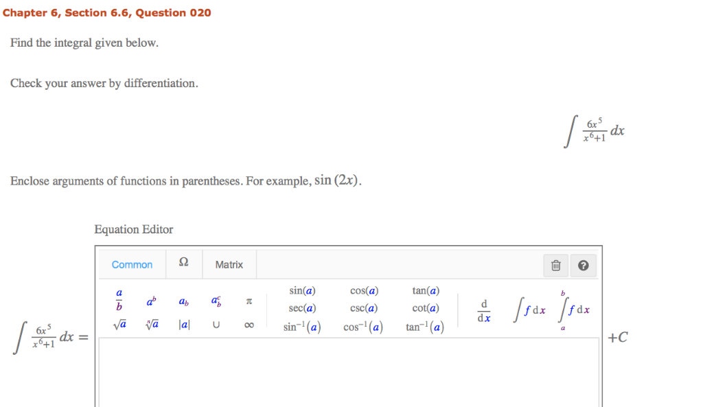 Solved Chapter 6, Section 6.6, Question 006 Find the | Chegg.com