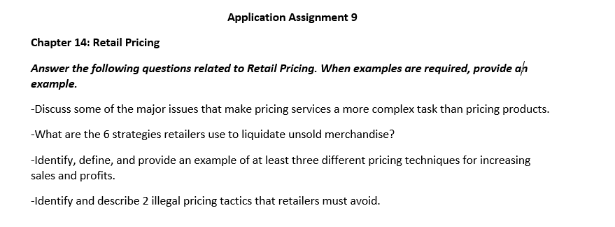 Solved Chapter 14: Retail Pricing Answer the following | Chegg.com