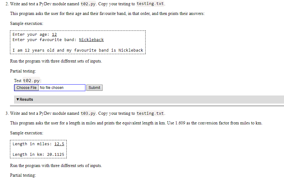 Solved 1. Write and test a PyDev module named t01.py. Copy | Chegg.com