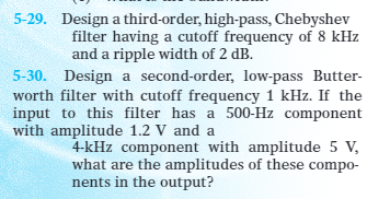 Solved 5-29. Design a third-order, high-pass, Chebyshev | Chegg.com