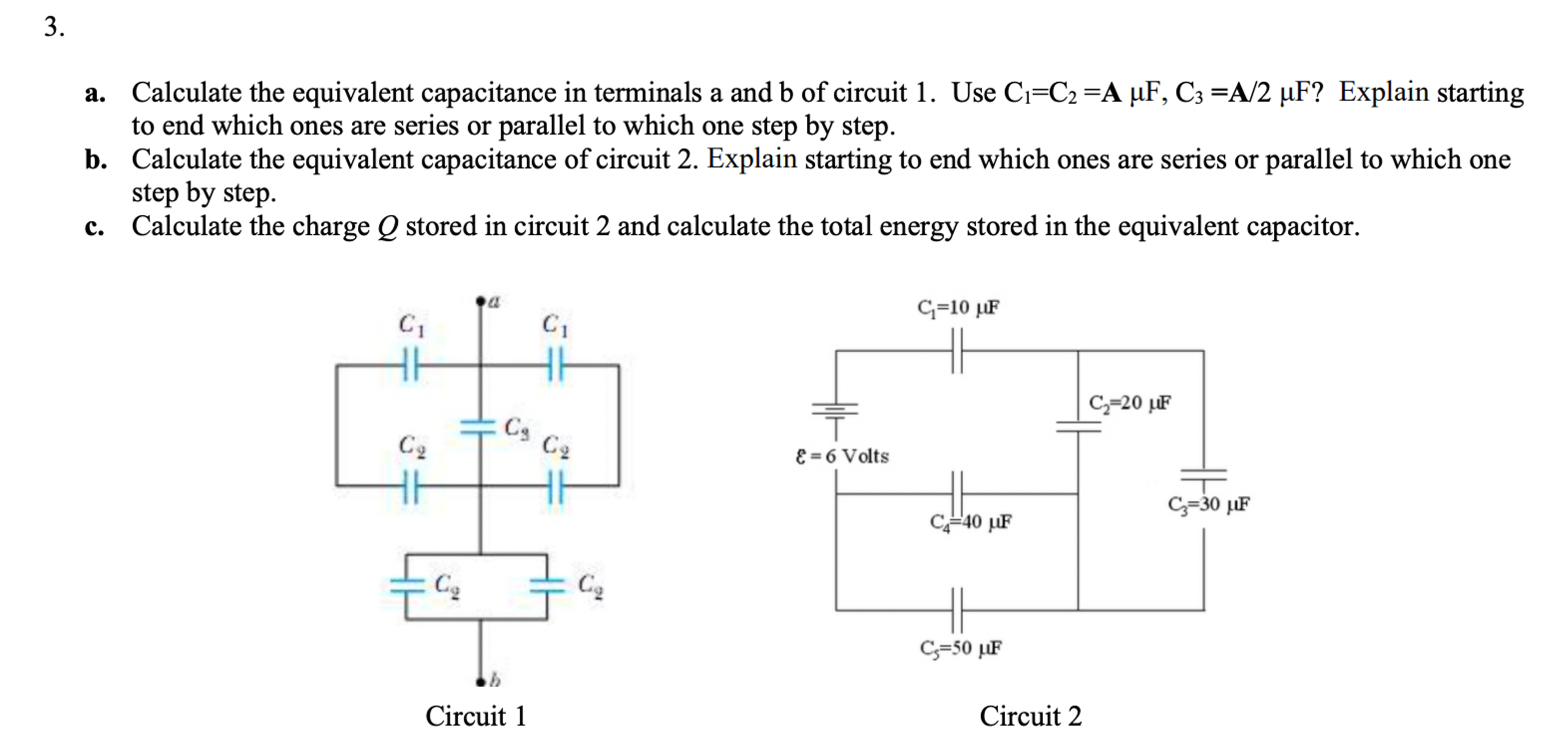 Solved a. ﻿Calculate the equivalent capacitance in terminals | Chegg.com