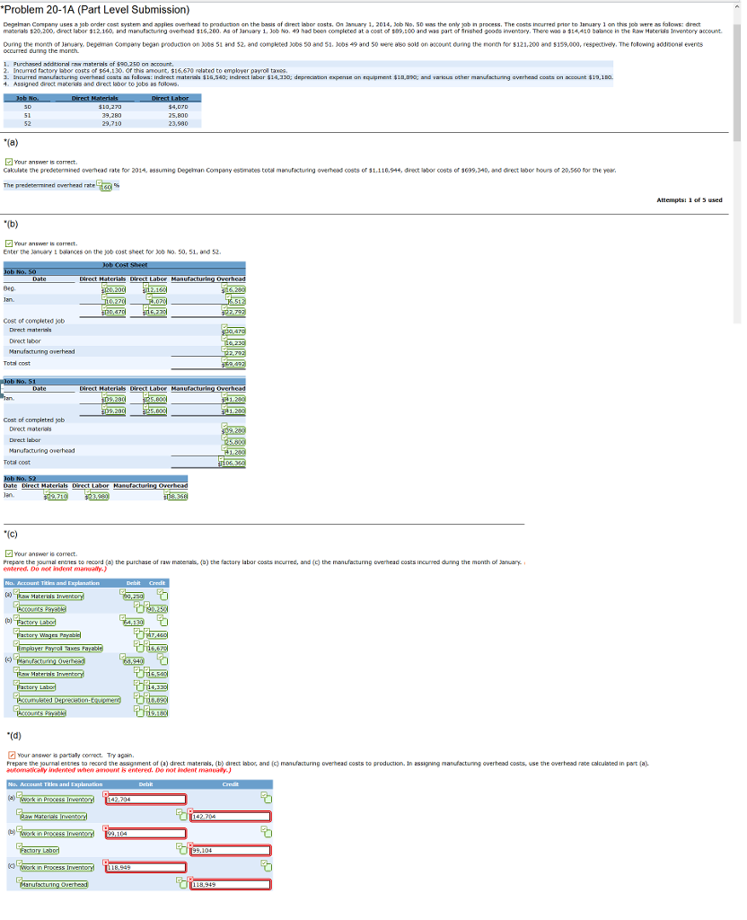 Solved "Problem 20-1A (Part Level Submission) Degelman | Chegg.com