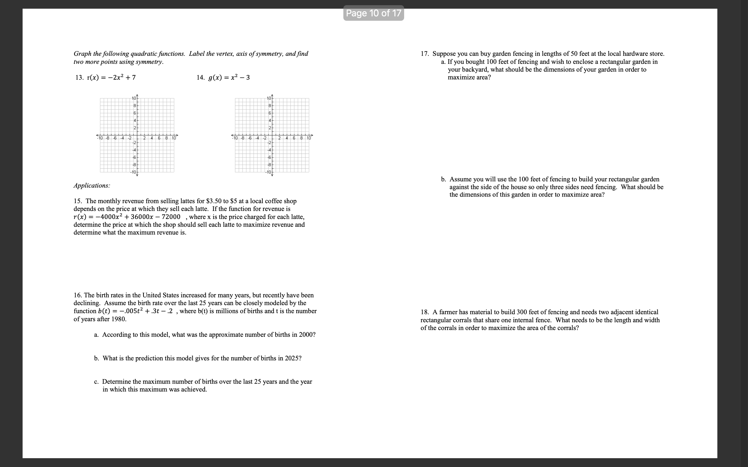 1.3 Practice Problems Find the vertex of the | Chegg.com