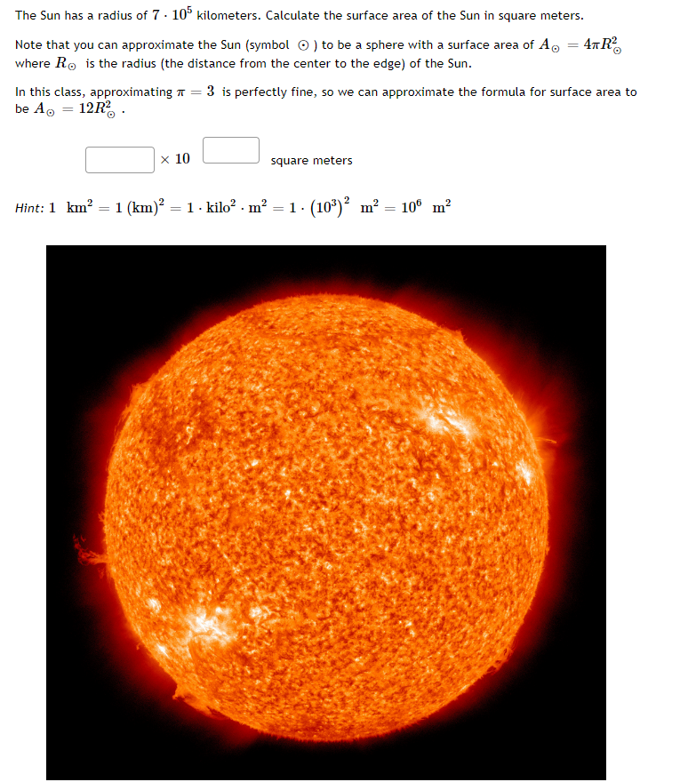 Solved The Sun has a radius of 7⋅1057⋅105 | Chegg.com