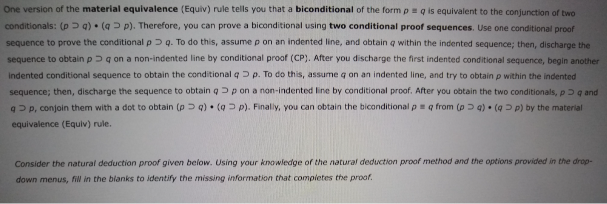 Solved One version of the material equivalence (Equiv) rule | Chegg.com