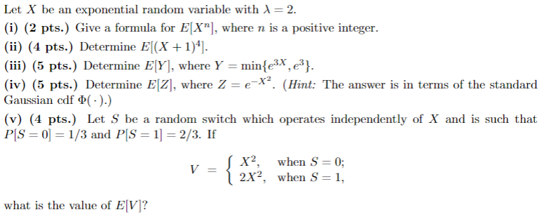 Solved Let X be an exponential random variable with 1 = 2. | Chegg.com