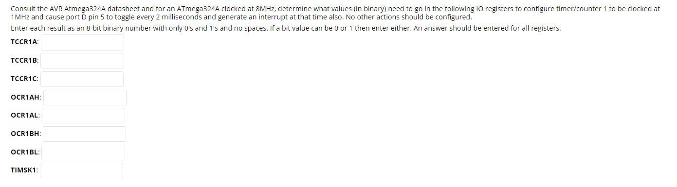 Solved Consult the AVR Atmega324A datasheet and for an | Chegg.com