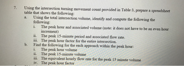 Solved 7. Using the intersection turning movement count | Chegg.com