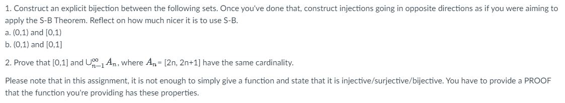 Solved Construct an explicit bijection between the following | Chegg.com