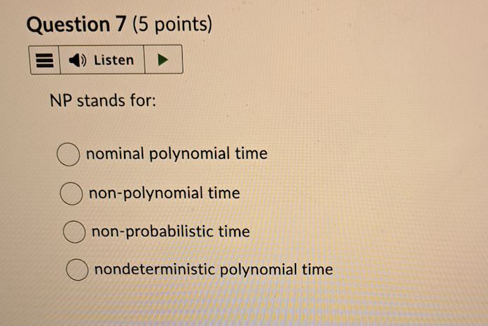 Solved Question 7 (5 points) NP stands for: nominal | Chegg.com