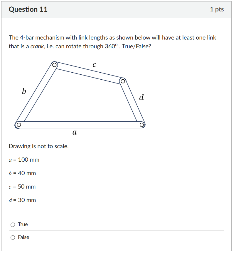 Solved Question 11The 4-bar mechanism with link lengths as | Chegg.com