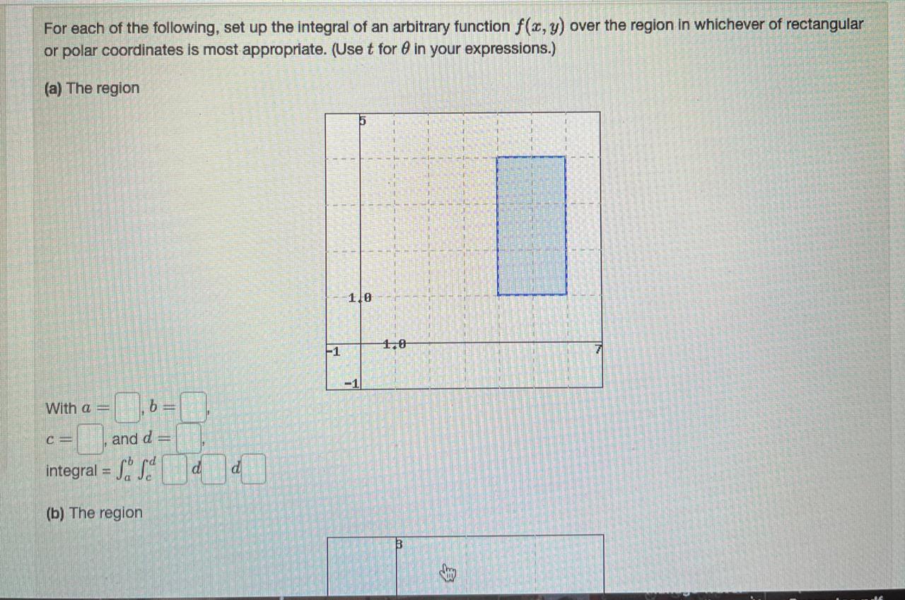 Solved For each of the following, set up the integral of an | Chegg.com