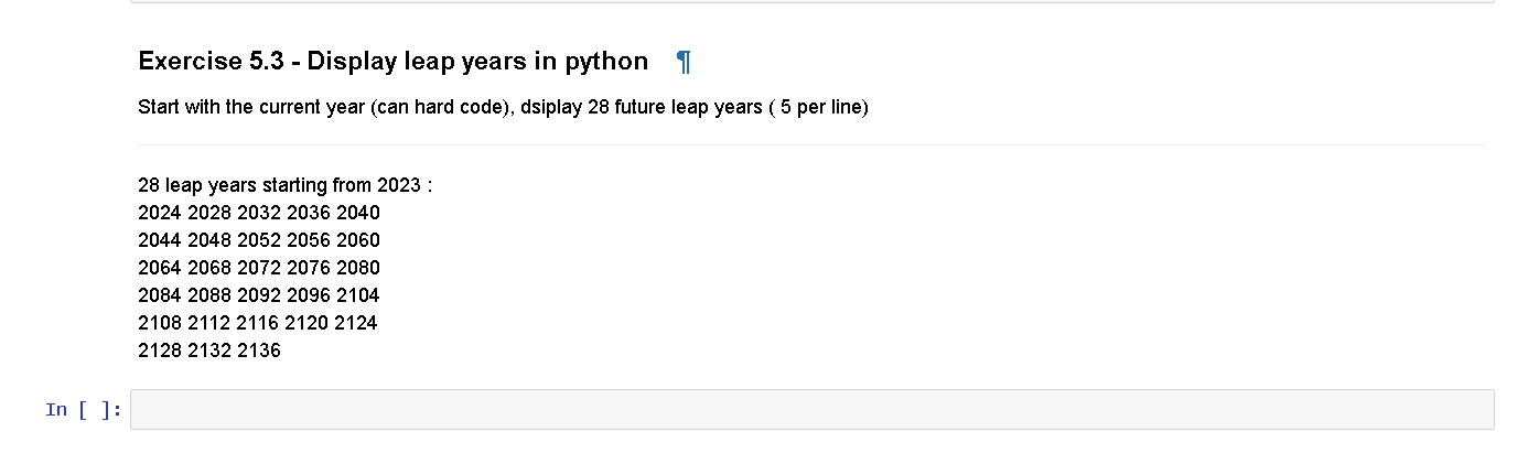 Solved Code In Python Please Exercise 53 Display Leap 