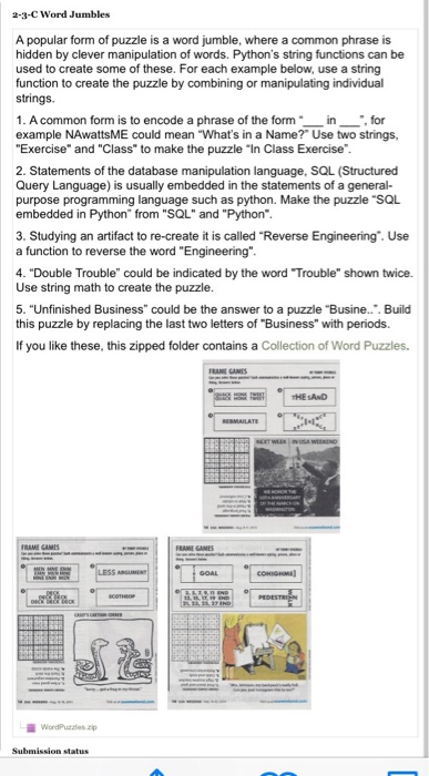 2-3-C Word Jumbles A popular form of puzzle is a word | Chegg.com