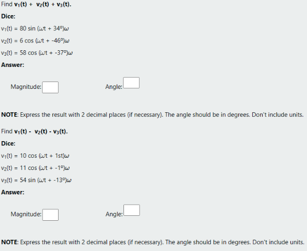 Solved Find v1(t)+v2(t)+v3(t). Dice: | Chegg.com