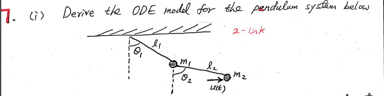 Solved 7. Co Derive the ODE model for the pendulum system | Chegg.com