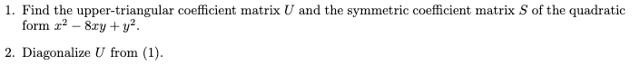 Solved 1. Find the upper-triangular coefficient matrix U and | Chegg.com