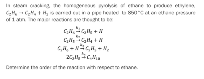 In steam cracking, the homogeneous pyrolysis of | Chegg.com