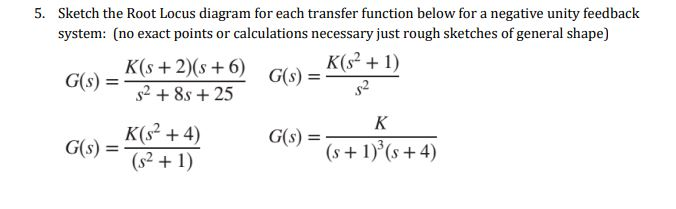 Solved 5. Sketch the Root Locus diagram for each transfer | Chegg.com