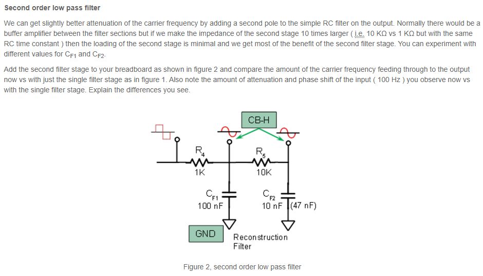 Solved Second order low pass filter We can get slightly | Chegg.com