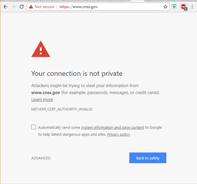 Solved -) C A Not secure l https://wwww.cnss.gov Your | Chegg.com