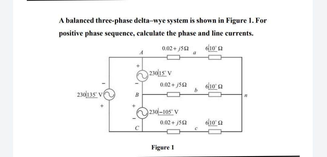 Solved A balanced three-phase delta-wye system is shown in | Chegg.com