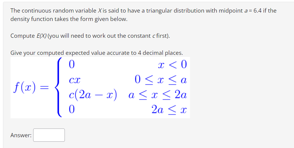 Solved The continuous random variable Xis said to have a | Chegg.com