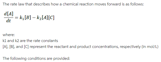 Solved The rate law that describes how a chemical reaction | Chegg.com