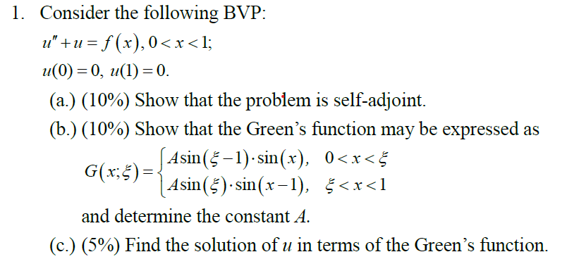 Solved Consider the following BVP:(10%)(10%)A(5%)u | Chegg.com