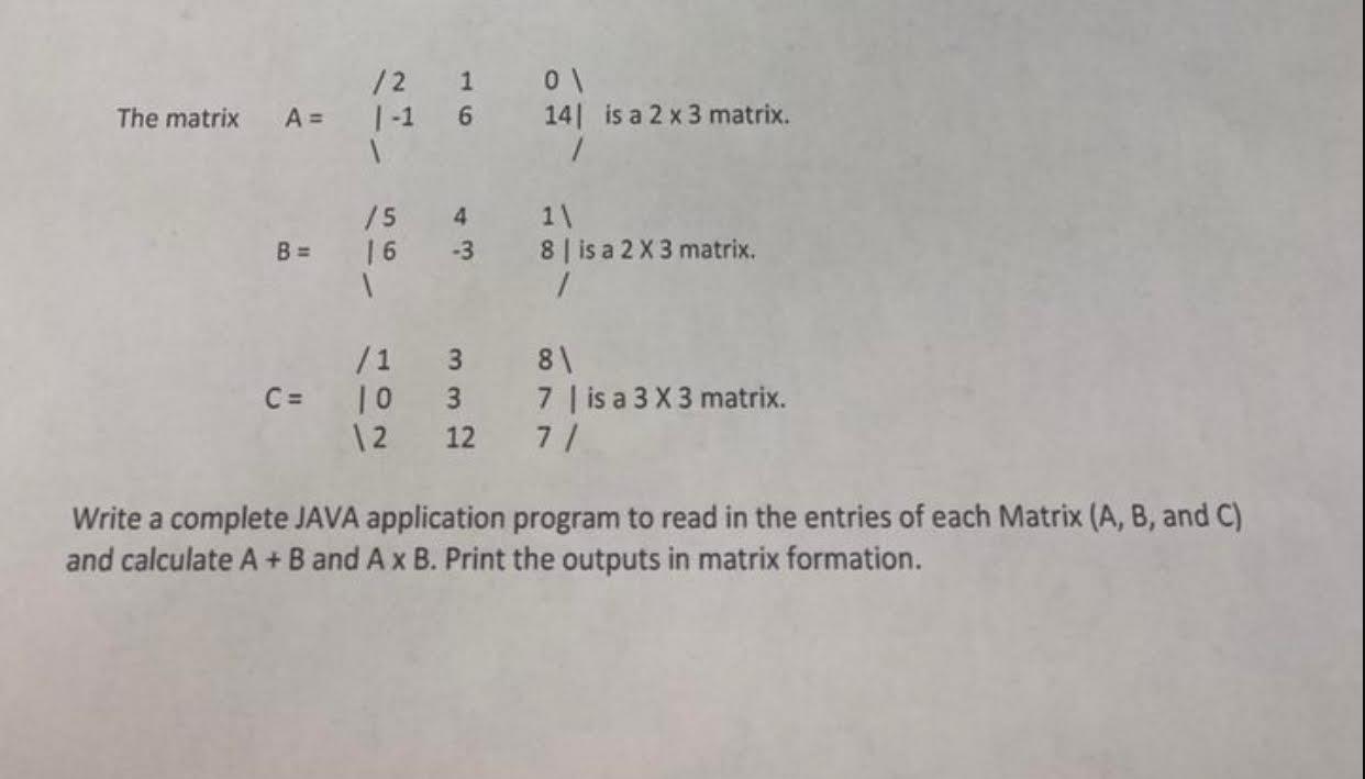 Solved The matrix A=∣12∣−1160\14∣ is a 2×3 matrix. | Chegg.com