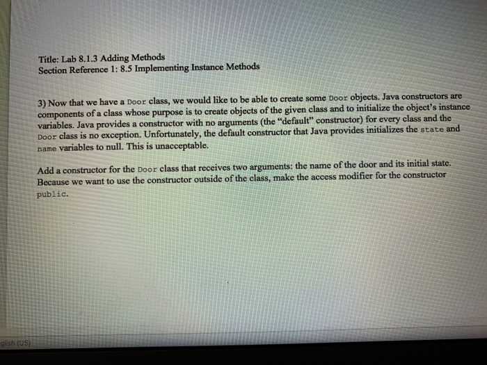 Solved Title: Lab 8.1.3 Adding Methods Section Reference 1: | Chegg.com