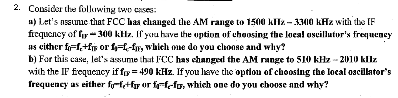 Solved Consider the following two cases:aAM range | Chegg.com