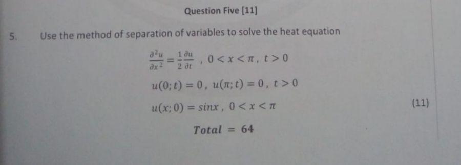 Solved Use the method of separation of variables to solve | Chegg.com