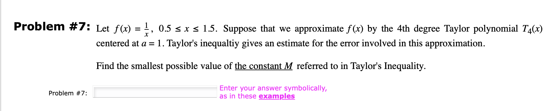 Solved Find the smallest possible value of the constant M | Chegg.com