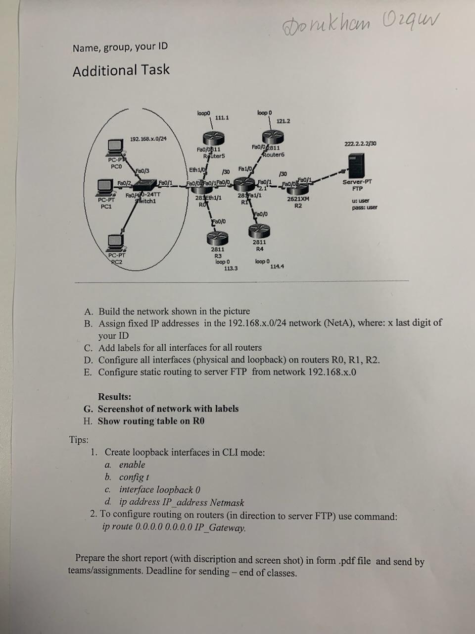 Solved Name, group, your ID Additional Task A. Build the | Chegg.com