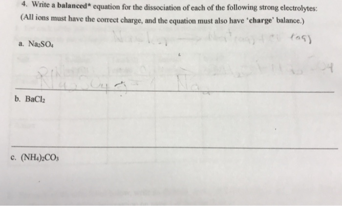 Solved 4. Write a balanced equation for the dissociation of | Chegg.com