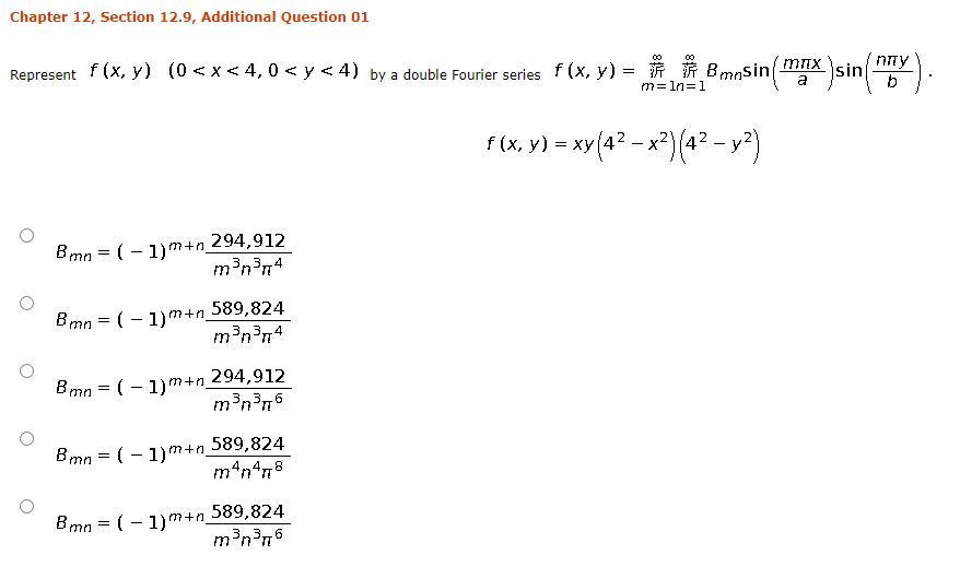 Solved Chapter 12, Section 12.9, Additional Question 01 | Chegg.com