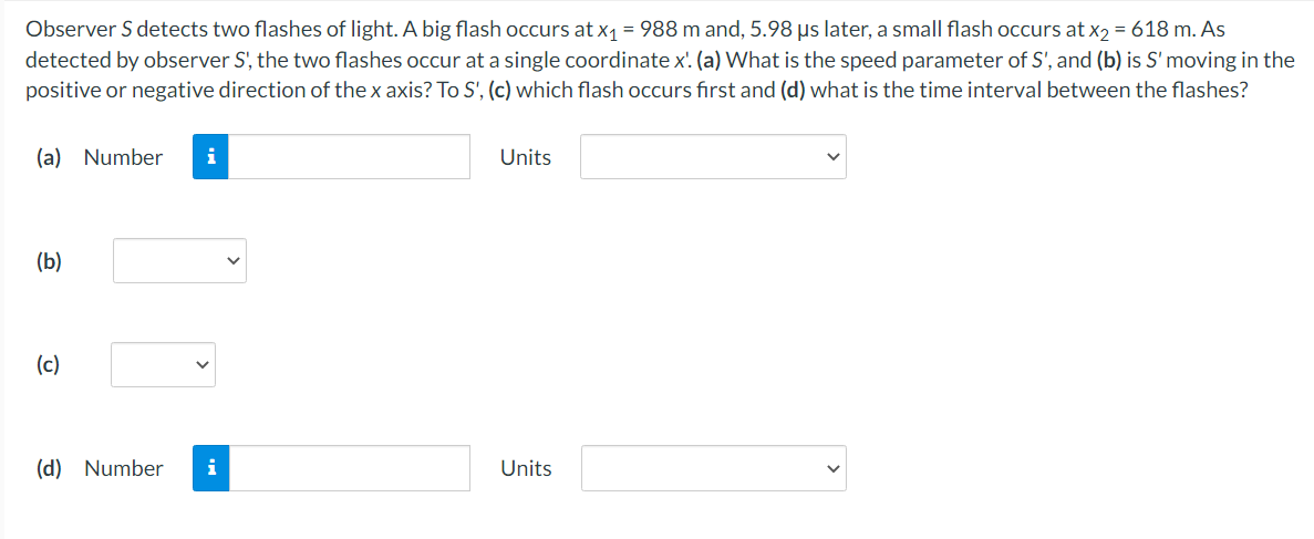 Solved Observer S detects two flashes of light. A big flash | Chegg.com