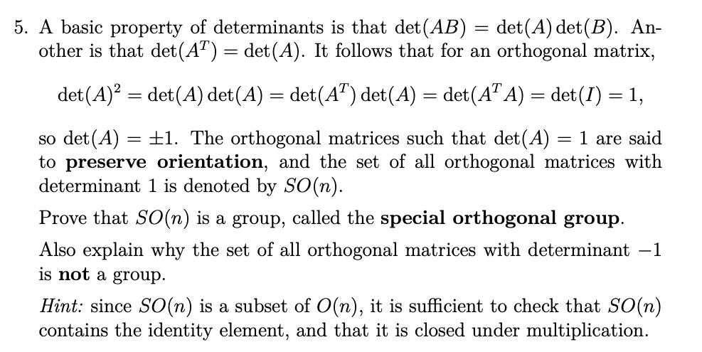 Solved = 5. A basic property of determinants is that det(AB) | Chegg.com