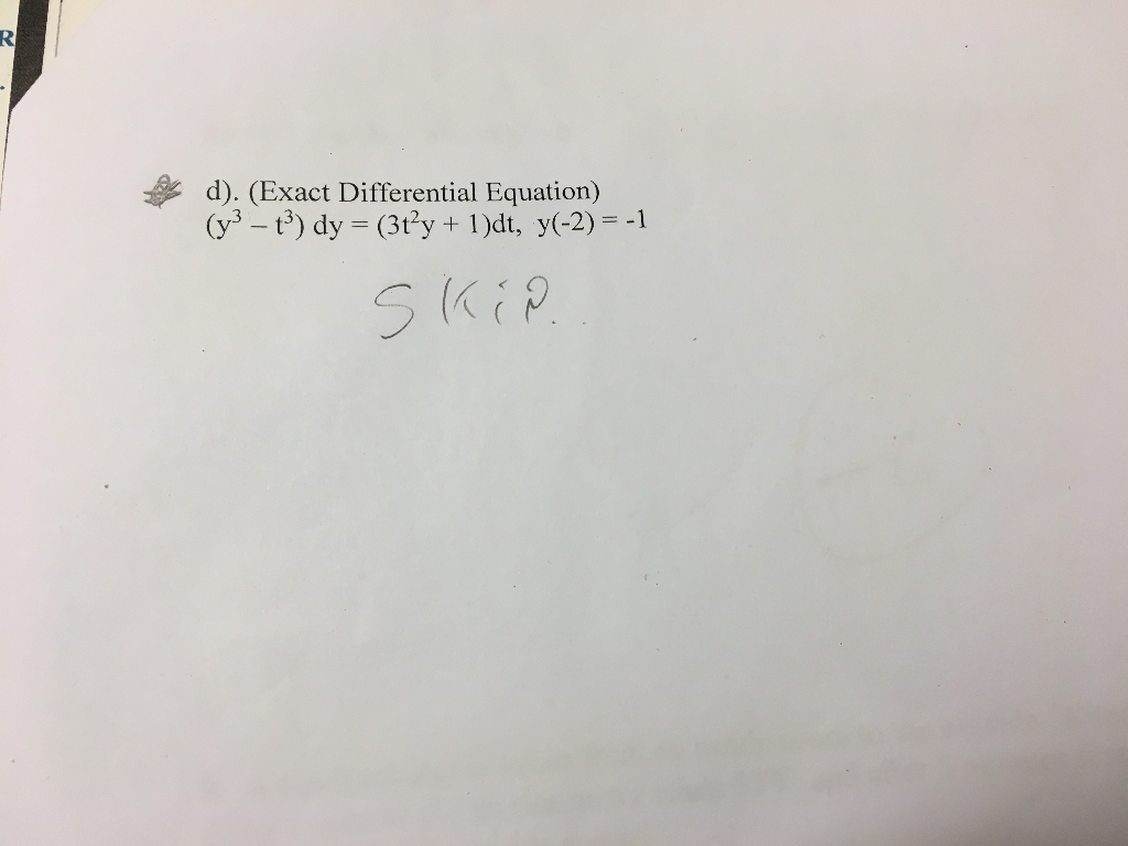 Solved d). (Exact Differential Equation) | Chegg.com