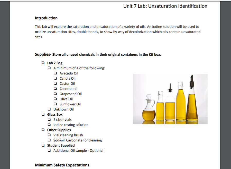 Solved Unit 7 Lab: Unsaturation Identification Introduction | Chegg.com