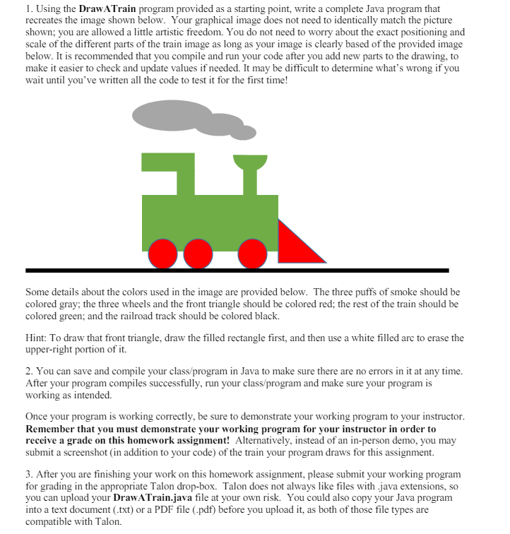 Solved ﻿drawatrain Class ﻿for Use With Homework 