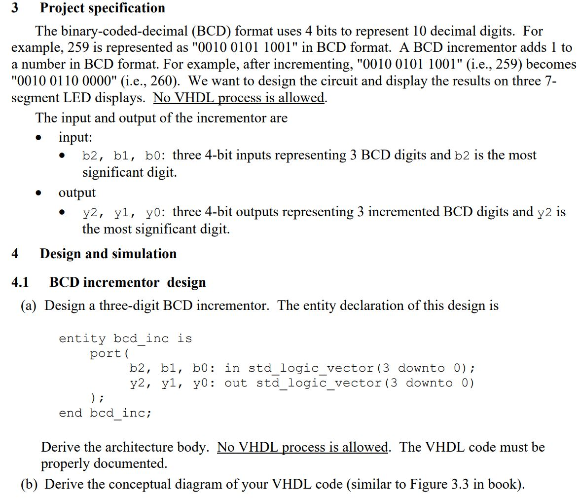 3 Project specification The binary-coded-decimal | Chegg.com